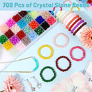 700 Piecess Glass Beads for Jewelry Making, 28 Colors 8mm Crystal Beads Bracelet Making Kit for Bracelet Jewelry Making and DIY Crafts