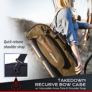 Southwest Archery Universal Takedown Recurve Bow Case | Fully padded foam case includes adjustable Arrow Tube and Large Outside Pocket for Accessories - Perfect for travel