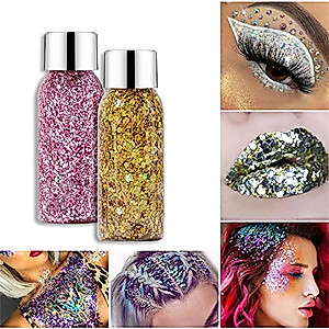 Colour Body Glitter Gel Scale Set Sequins Skin Long Lasting Sparkling Eyeshadow Lip Nail Hair Painting Glitter Decorate Art Festival Party Make Up Powder Set Glitter Eye Makeup