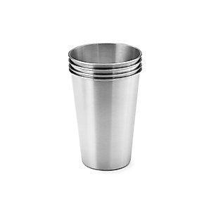 Outset Chillware Stainless Steel Beer Glasses, Set of 4, 16 Oz Drinking Cups