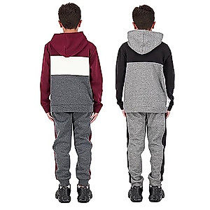 TONY HAWK 4 Piece Boys Jogger Sets for Kids 2 Pack Fleece Hoodie and Pull-On Sweatpants for Kids Skateboarding