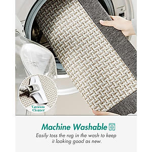 SUPENUIN Kitchen Rugs Washable, Kitchen Floor Mats for in Front of Sink Absorbent Kitchen Mat, Kitchen Area Rugs Non Skid Washable, Runner Rugs for Kitchen Floor