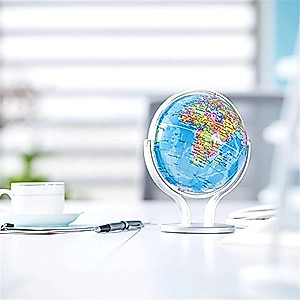 World Globe 360 Terrestrial World Globe Earth Ocean Map Geography Teaching Aids Educational Toy Home Office Ornament with Rotating Stand Easy to Read (Blue One Size) (Blu