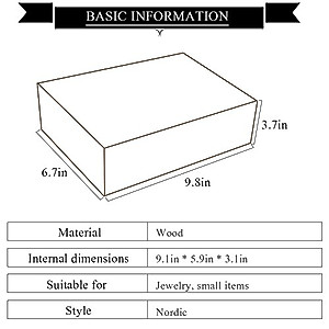 WINGOFFLY® Medium Wooden Treasure Box Trunk Box Stash Boxes for Jewelry Storage Cards Collection Gifts and Home Decoration, Blank