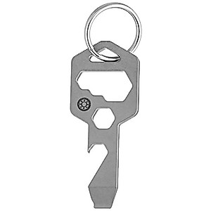 CLOSS 8 in 1 Titanium Multitool Keychain- Bottle Opener, Screwdriver and Wrench (Silver)
