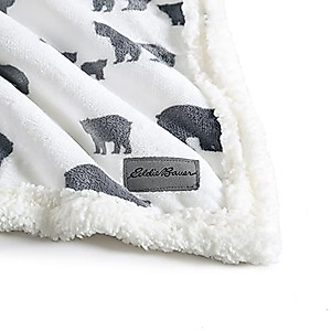 Eddie Bauer Ultra-Plush Collection Throw Blanket-Reversible Sherpa Fleece Cover, Soft & Cozy, Perfect for Bed or Couch, Bear Village