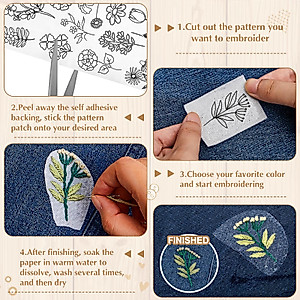 50 Pcs Hand Sewing Stabilizers Wash Away Water Soluble Stabilizer Tear Away Machine Embroidery Stabilizers with Flower Patterns for Embroidery Hand Sewing Lover