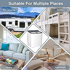 Superday Portable Mini Twin Tub Washing Machine Compact Washer and Spin Dryer w/Wash and Spin Cycle 17.6lbs Capacity For Camping, Apartments, Dorms, College Rooms, RV’S, Delicates, Grey and White