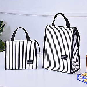Pack of 2 Insulated Lunch Bag for Women Men, Stylish Lunch Tote Bag, Medium + Large Handbag with Zipper Lunch Box for Work, School, Shopping