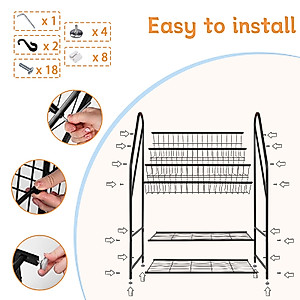 Bookshelf for Kids, Metal Kids Bookshelf, 5 Tier Kids Book Shelf and Toy Storage, Bookcase for Kids Room, Kids Book Storage for Bed Room Living Room (Large, Black)