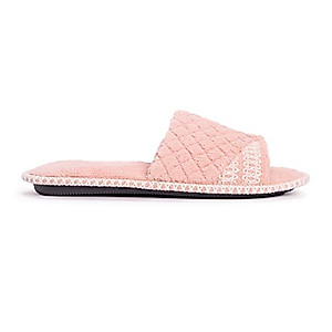MUK LUKS Women's Sally Micro Chenille Slipper, Rose Gold, Medium