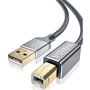 AkoaDa Printer Cable 20 FT, USB 2.0 Type A Male to B Male Printer Scanner Cord High Speed Compatible with HP, Canon, Dell, Epson, Lexmark, Xerox, Samsung and More