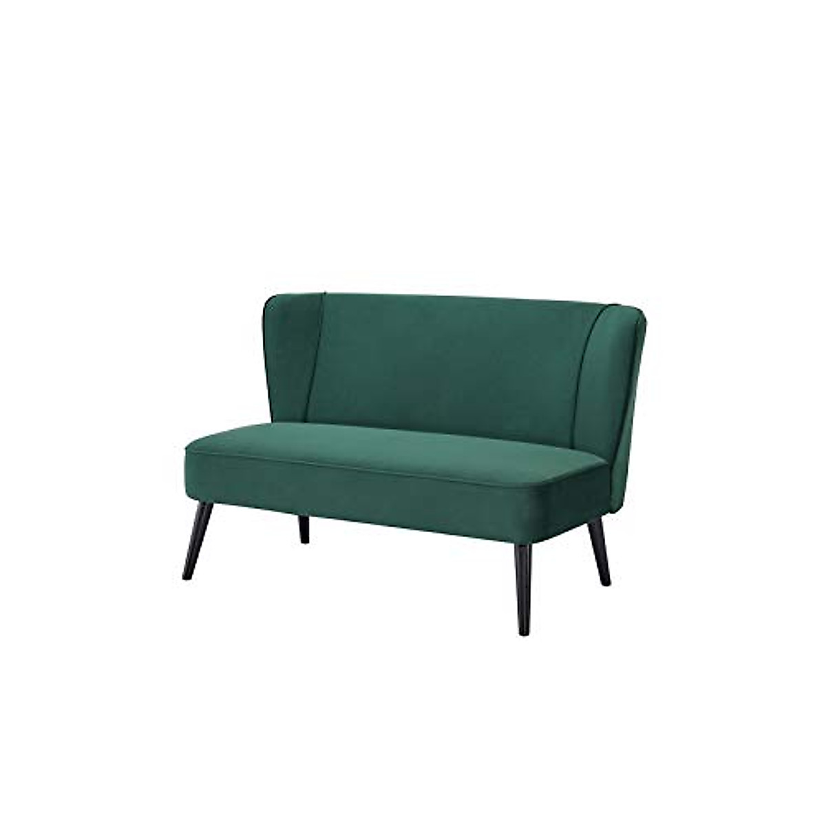 A&D Home 52.3” Manhattan Mid-Century Modern Velvet Armless Loveseat Sofa Chair with Wood Legs, Green