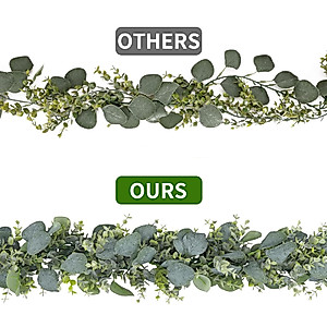 CEWOR 2 Pack 5.5ft Artificial Eucalyptus Garland Spring Garland Fake Silver Dollar Greenery Garland Vines Table Runner for Wedding Home Party Mantle Wall Decor