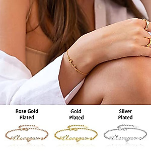 YESTIME Custom Name Bracelets - 18K Gold Plated Adjustable Personalized Name Anklet Bracelets, Customized Jewelry Gift for Women Girlfriend