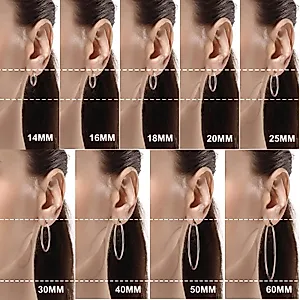 JIAYIQI Sterling Silver Hoop Earrings for Women 18K White gold plated Hypoallergenic Big Sliver Hoop Earrings for Women Diameter 40mm