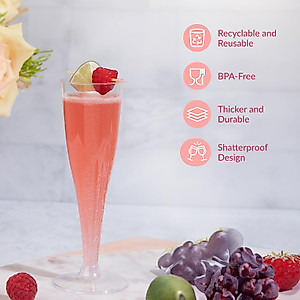 24 Plastic Champagne Flutes Disposable | Clear Plastic Champagne Glasses for Parties | Clear Plastic Cups | Plastic Toasting Glasses | Mimosa Glasses | New Years Eve Party Supplies 2023