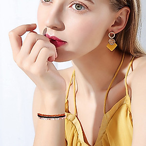 CASDAN 18 PCS 4mm Mini Semi-Precious Gemstones Beaded Bracelets for Women Men Stone Bracelet Crystal Beaded Bracelet Adjustable Elastic Stretch Bracelet Unisex Jewelry Gifts