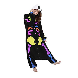 SAZAC Halloween Skeleton Colorful Onesie Costumes (Adults, Skeleton Colorful)