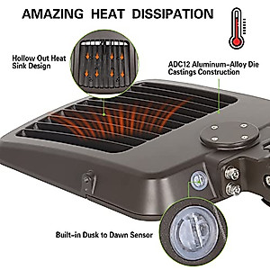 hykolity 150W/200W Switchable LED Parking Lot Light, 150LM/W LED Street Lighting with Photocell Sensor [400W-600W HPS Equiv.] 5000K 100-277V, Commercial Adjustable Slip Fitter Mount LED Shoebox Light