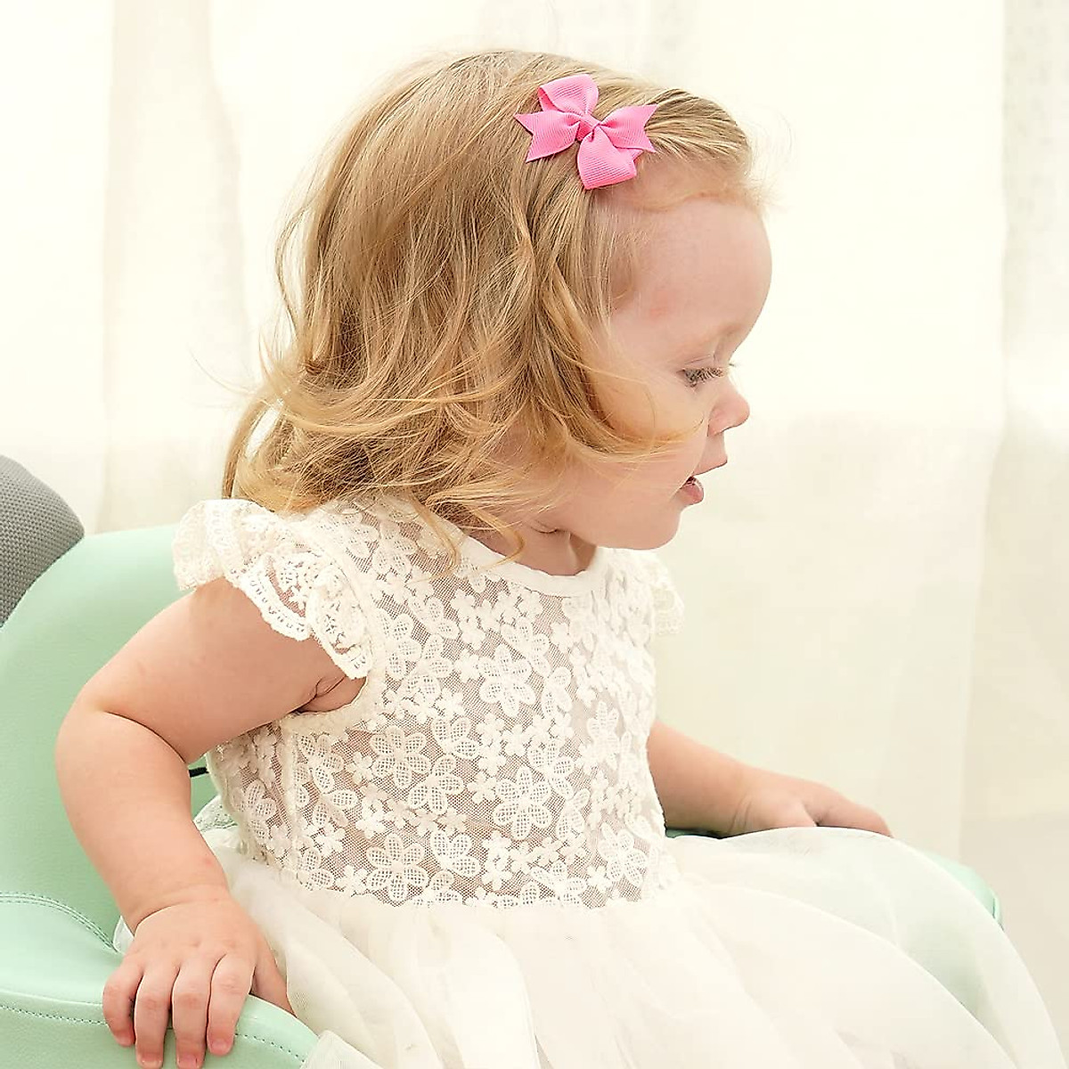 40PCS 2 Inch Baby Hair Bows Clips for Girls Grosgrain Ribbon Fully Lined Infant Hair Clips Accessories for Baby Girls Newborns Toddler in Pairs