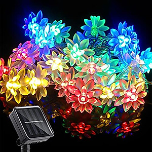 ITICdecor Solar Flower String Lights Outdoor Waterproof 50 LED Upgraded Flower Fairy Light for Garden Fence Patio Yard Christmas Tree Lawn Party (Multi-Colored)