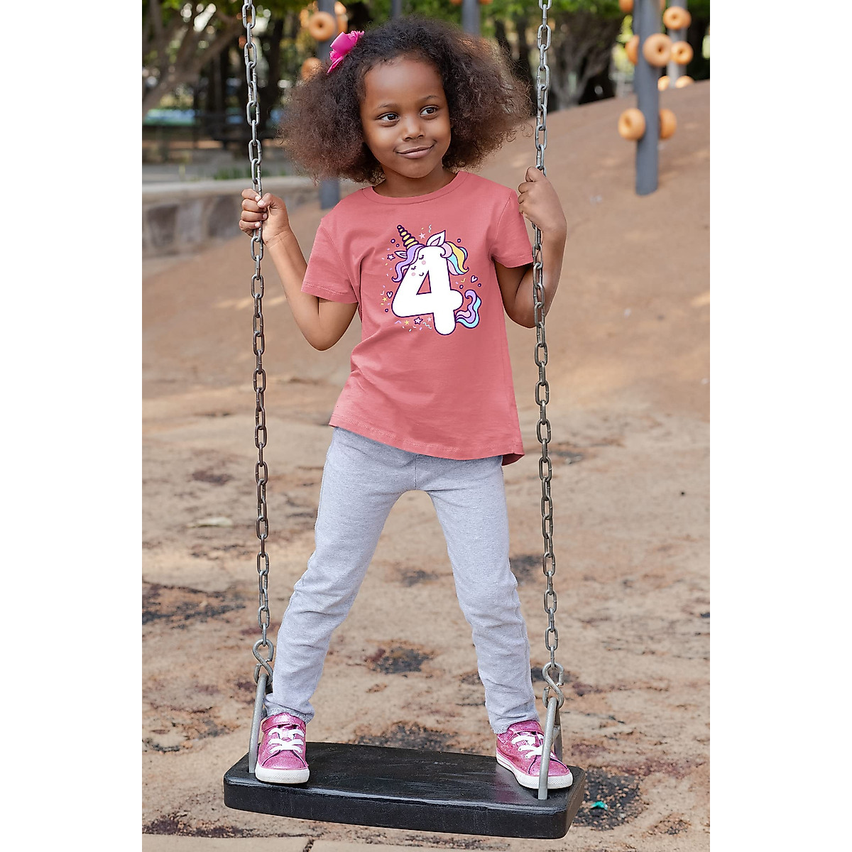 unicorn 4th birthday shirts for toddler girls outfit 4 year old fourth four shirt (5 Years, Mauve)