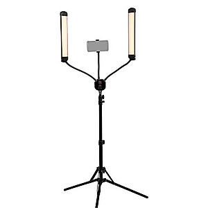Fotodiox Selfie Starlite Stix Vlog Light Kit w/Tripod - 2X 11in Bi-Color Dimmable LED Wand Lights for Portrait, Photography, Makeup, YouTube, Live Streaming Video and More
