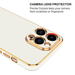 BENTOBEN Compatible with iPhone 14 Pro Max Case, Slim Luxury Electroplated Bumper Women Men Girl Protective Soft Case Cover with Strap for iPhone 14 Pro Max 6.7 inch,White/Gold