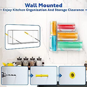 Ziplock Food Bag Storage Organizer, Acrylic Drawer Baggie Organizer Plastic Bag Dispenser Holder for Gallon Slider Quart Freezer Sandwich Snack, for Ziploc Solimo Glad Bags - 5 Pack, Clear