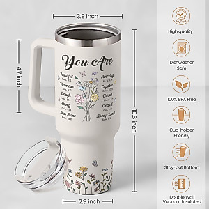 SANDJEST Christian Gifts for Women, Inspiration Gifts Tumbler 40oz Stainless Steel Insulated with Handle and Straw - Mother's Day Birthday Religious Gifts for Mom, Friend, Sister, Grandma