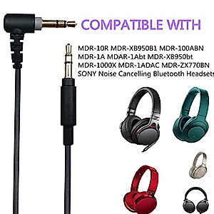 New Replacement Audio WH-1000X Headphone Cable Cord Compatible for Sony MDR-XB950BT MDR-1000X WH-1000XM2 WH-1000xm3 WH-CH700N MDR-100ABN MDR-1A MDR-1ADAC MDR-XB950N1 Wireless Headphones (Black)