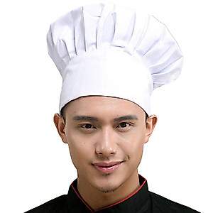 Hyzrz Chef Hat Set of 2 Pack Adult Adjustable Elastic Baker Kitchen Cooking Chef Cap (White)