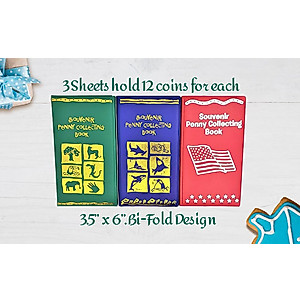 Souvenir Penny Holder Collecting Books (3 Pack) Bi-Fold Coin Display for Rare and Elongated Pennies! (3 Pack)