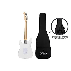 Monoprice 6-String Cali DLX Plus Electric Guitar - Right Handed, Gig Bag, Solid Ash Body, Ivory - Indio Series