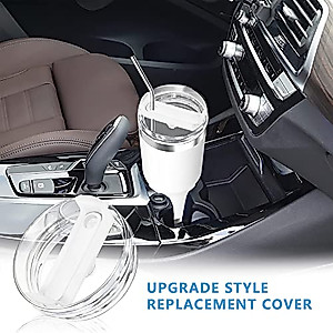 Mojoker 2 Pcs White Skinny Tumbler Lid Replacement, 40 OZ Tumbler Lid Compatible for Stanley, Spill Proof Splash Resistant Tumbler Covers Fit for Stanley Tumbler and More Coffee Mugs