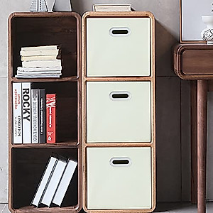 STOREONE Fabric Storage Bins Cubes Baskets Containers-(11X11X11") with Dual Handles Cube Storage Organizer Bins for Shelf Closet, Bedroom Organizers, Foldable Set of 3 (Creamy- White )