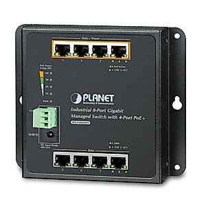 Planet WGS-804HPT Industrial 8-Port 10/100/1000T Wallmount Managed Switch with 4-Port PoE+ (-40~75°C)