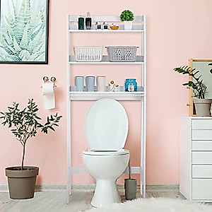 ZenStyle Over The Toilet Storage, 3-Tier Bathroom Space Saver Organizer Rack, Freestanding Above Toilet Stand for Bathroom, Laundry, Restroom, White