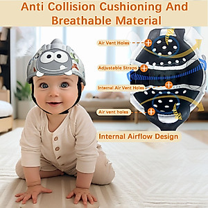 Domayllay Baby Helmet for Crawing Walking,Soft Infant Safety Helmet,Baby Helmet 1-2 Years for Anti-Fall Head Protector,Adjustable, Expandable and Breathable Toddler Walking Helmet,Grey/Purple Pink