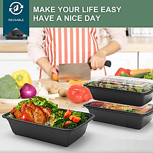 vivigu Meal Prep Containers Reusable - 50 Pack Extra-thick plastic food containers with lids, To Go Food Containers BPA-Free, To Go Containers With Lids Microwave, Dishwasher, Freezer Safe 28 oz