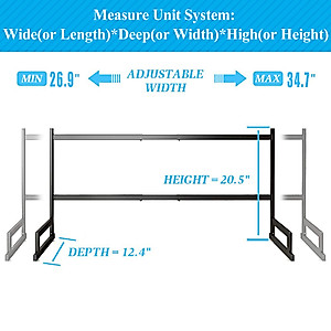 SNTD Dish Drying Rack, Over The Sink Dish Drying Rack Adjustable (from 26.9" to 34.7"), 2 Tier Dish Rack with Utensil Holder Sink Caddy Stainless Steel Dish Drainer for Kitchen Counter, Black