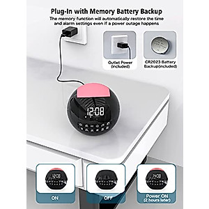 White Noise Machine with 42 Non Looping Natural Sleeping Sounds for Baby Adults,Dual Alarm Clock for Bedrooms with 2 Charger Ports,7 NightLights,6 Timers,9 Alarms,Adjustable Brightness,Memory Function