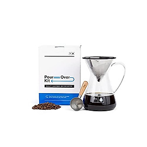 Pour Over Coffee Maker Set - Pour Over Kit Includes Large Glass Carafe and Reusable Dripper Coffee Filter and Coffee Scoop - 7 Cup Drip Coffee Brewer (34oz | 1000ml)
