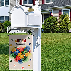 Autism Awareness Garden Flag Puzzle Piece Heart Inspirational Support Vertical Double Sized Yard Outdoor Decoration