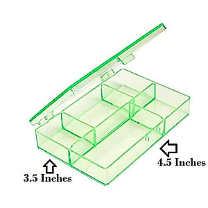Eucatus Mini 5-Grid Plastic Storage Box for Beading and Diamond Painting. Green Countertop or Drawer Storage for Beads, Nail Art, Jewelry Hardware and Supplies