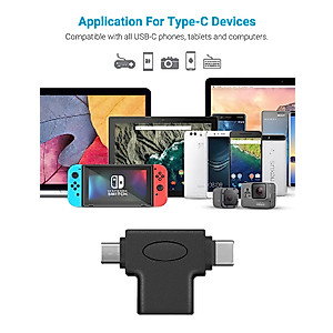 2 in 1 OTG Converter USB 3.0 to Micro USB and Type C Adapter USB3.0 Female to Micro USB Male and USB C Male Connector (1 Pack)