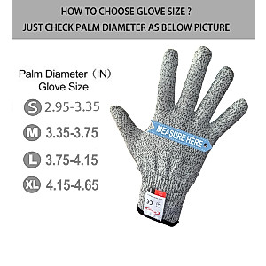 ohsuni Cutting Gloves, 2 Pairs of Cut Resistant Gloves Food Grade, Kitchen Gloves for Cutting, Oyster Shucking, Fish Fillet Processing, Carving Wood and Gardening(Large)