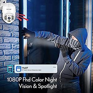 Aottom Security Camera Outdoor 2MP - 360°View Wireless WiFi Home Surveillance Camera with Pan/Tilt/Motion Dection Activity Alert/Night Vision / 2-Way Audio/Waterproof/APP/Support 128G SD Card