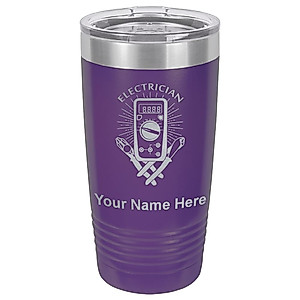 LaserGram 20oz Vacuum Insulated Tumbler Mug, Electrician, Personalized Engraving Included (Dark Purple)